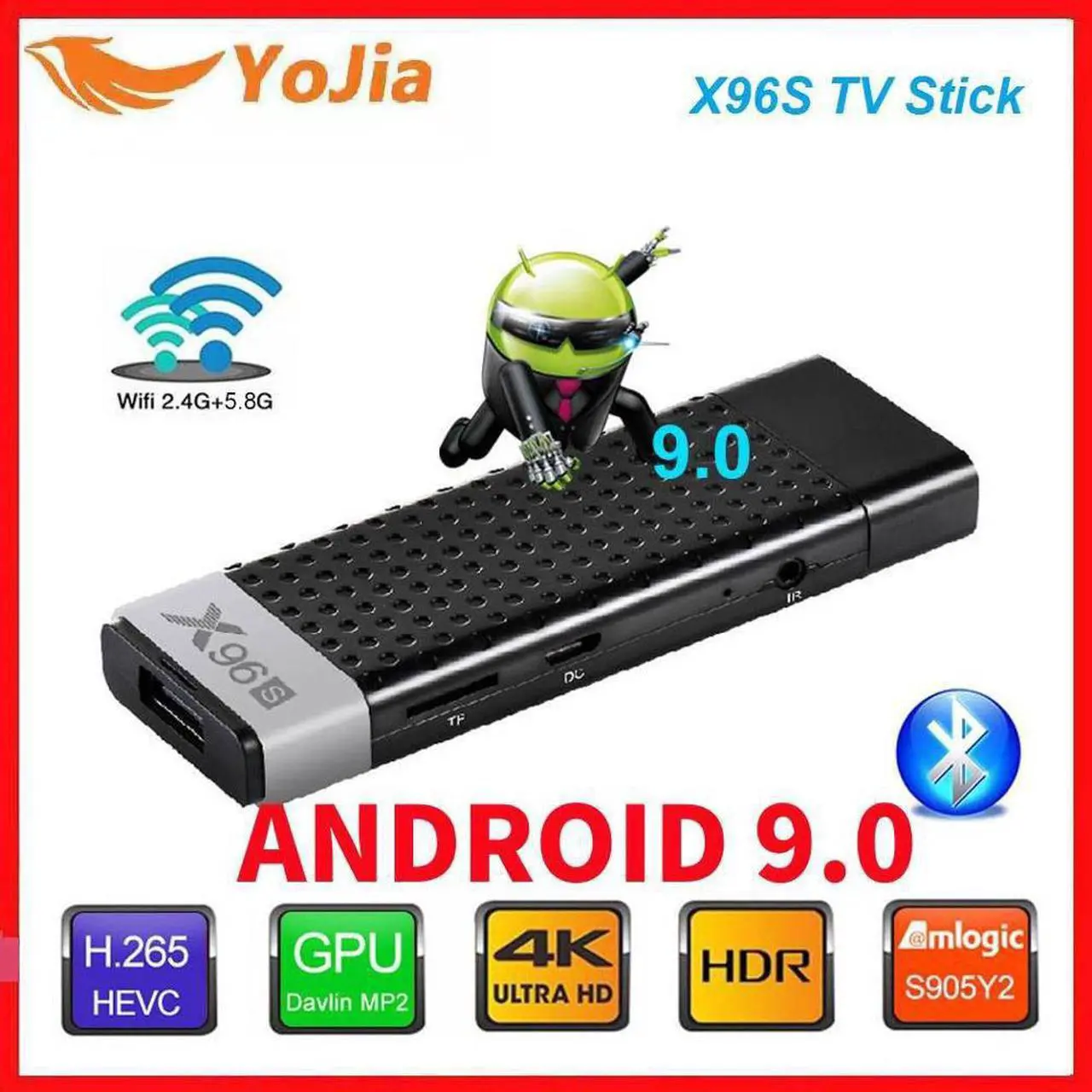 TV Stick Android 9.0 TV Box X96S Amlogic S905Y2 DDR3 4GB 32GB X96 Mini ...