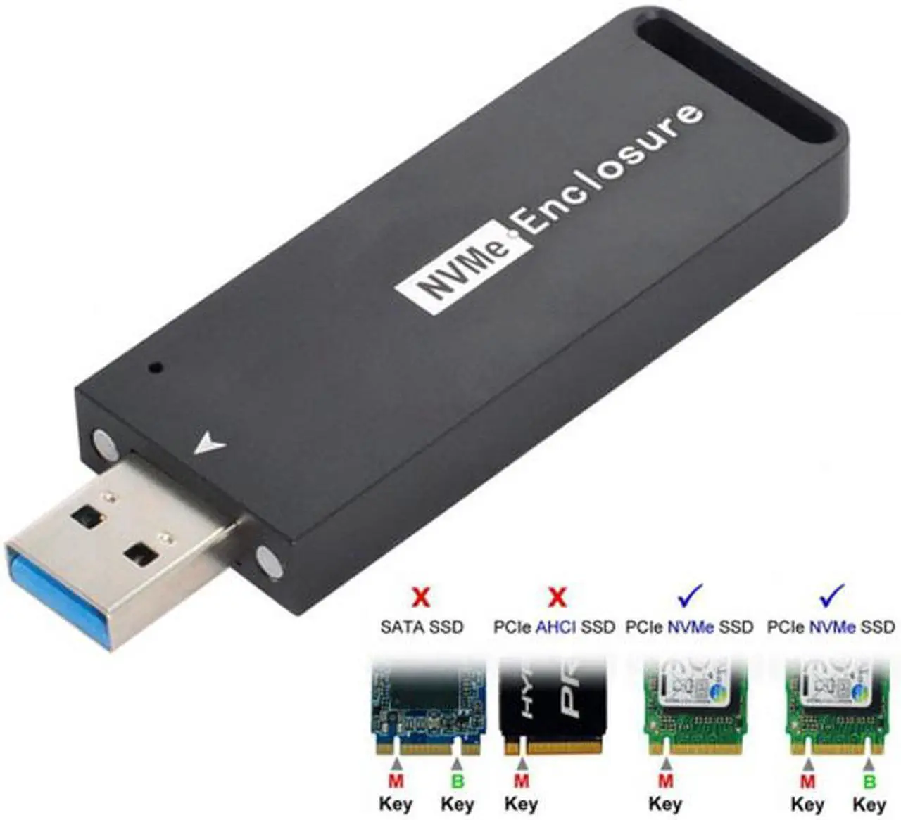 Jimier USB 3.1 Gen2 10Gbps to NVME PCI-E M-Key Solid State Drive ...