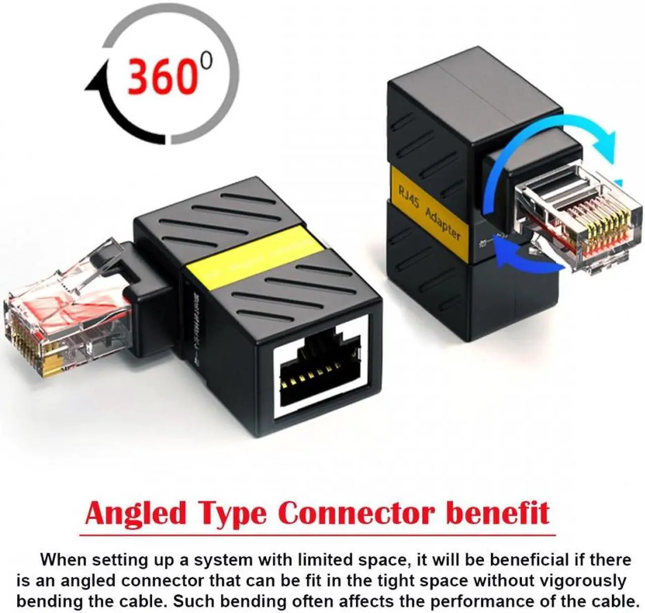 Cablecc CAT6 UTP Male to Female 360 Degree Angled Rotating Adapter RJ45 ...