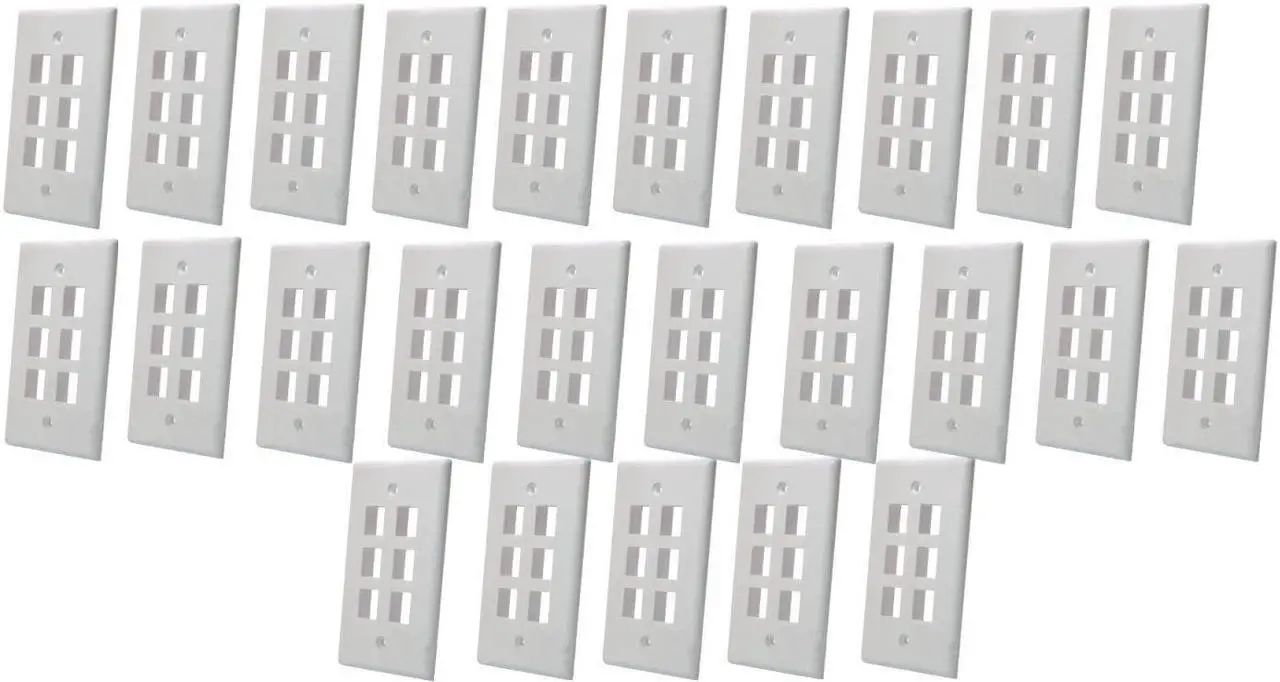 25 Pack 6 Port Keystone Insert Jack CAT5 CAT6 RJ45 Coax 1-Gang Wall ...