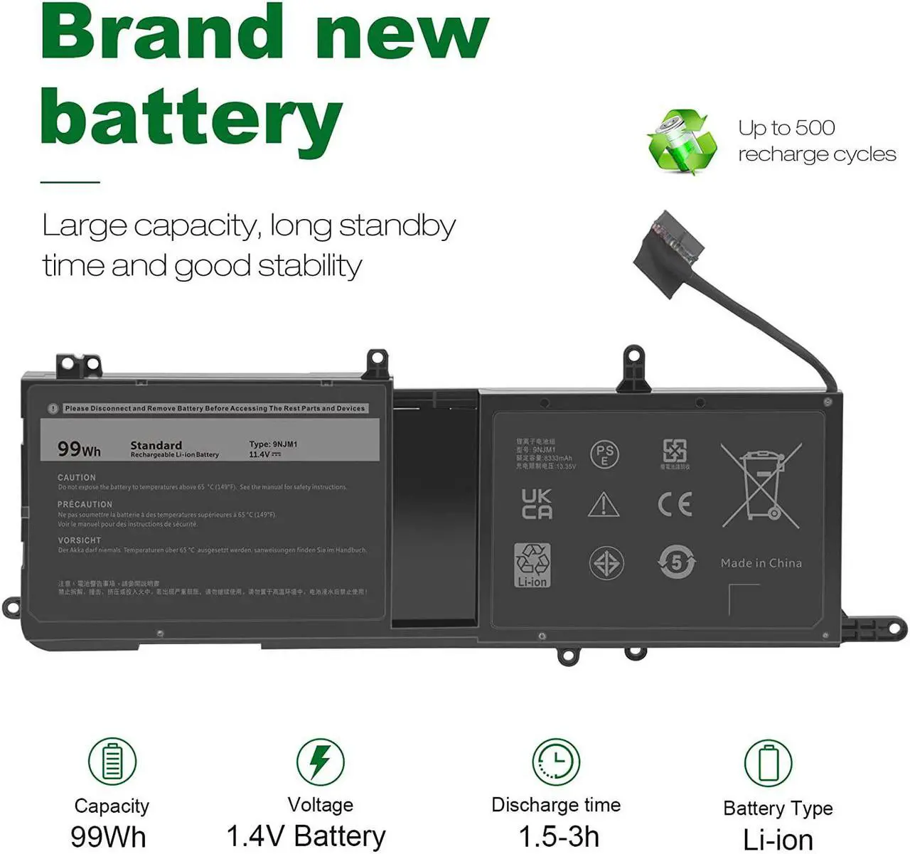 ASUNCELL 99Wh 9NJM1 Laptop Battery for Dell Alienware 15 R3 R4 17 R4 R5 ...