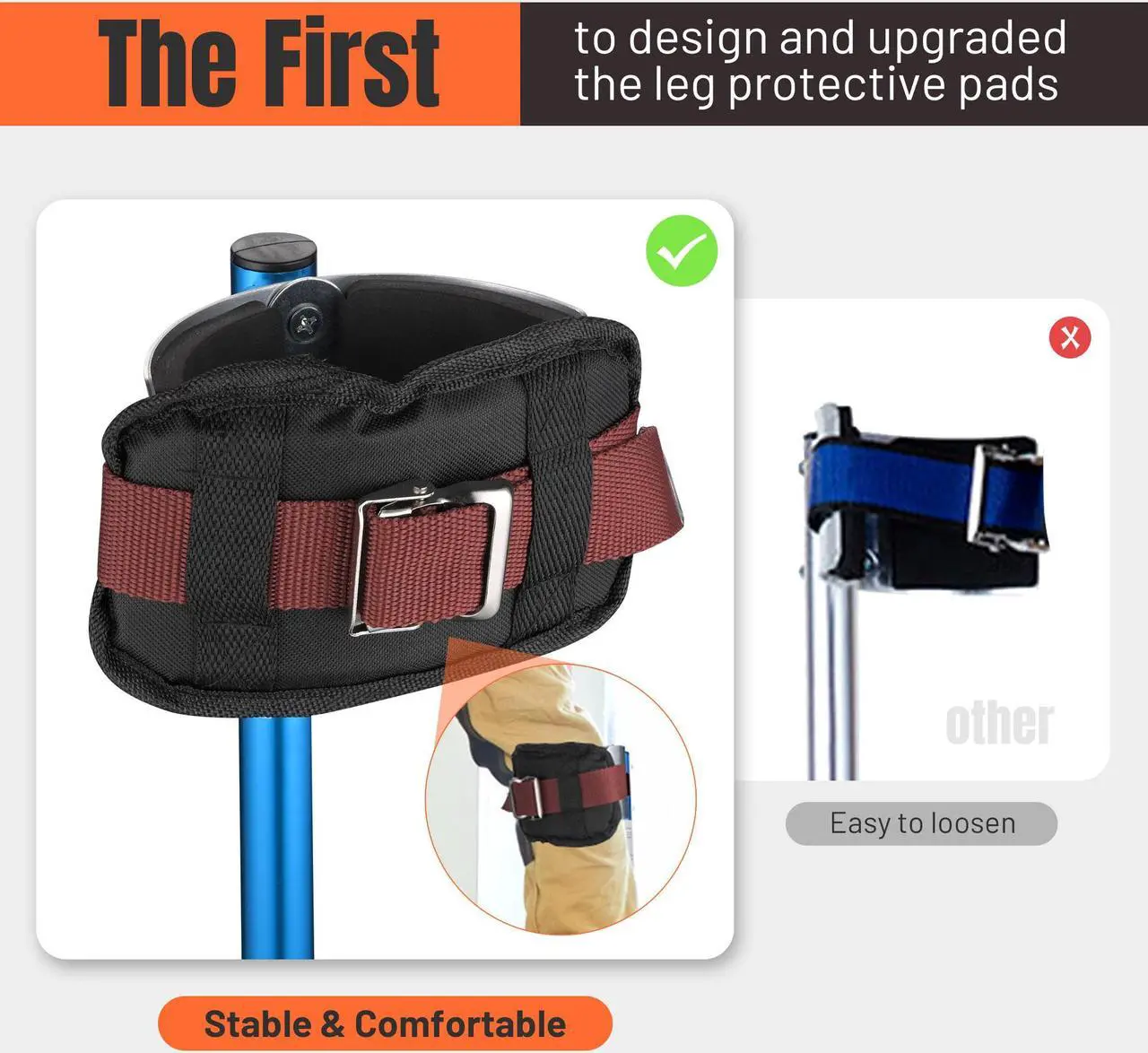 Yescom Drywall Stilts w/ 1 Pair Stilt Pad Replacement 24"-43" Aluminum ...