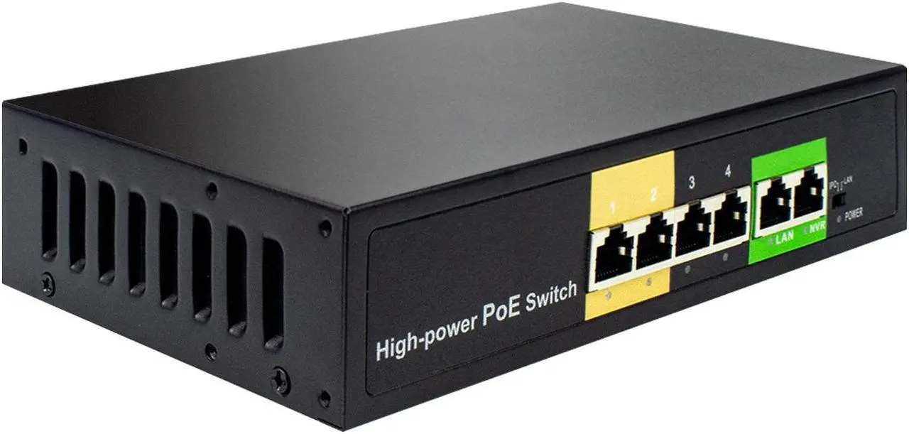 Ultrapoe 6 Port PoE Switch 4 Ports 10/100Mbps PoE+ 2 Uplink 65W 803.af ...