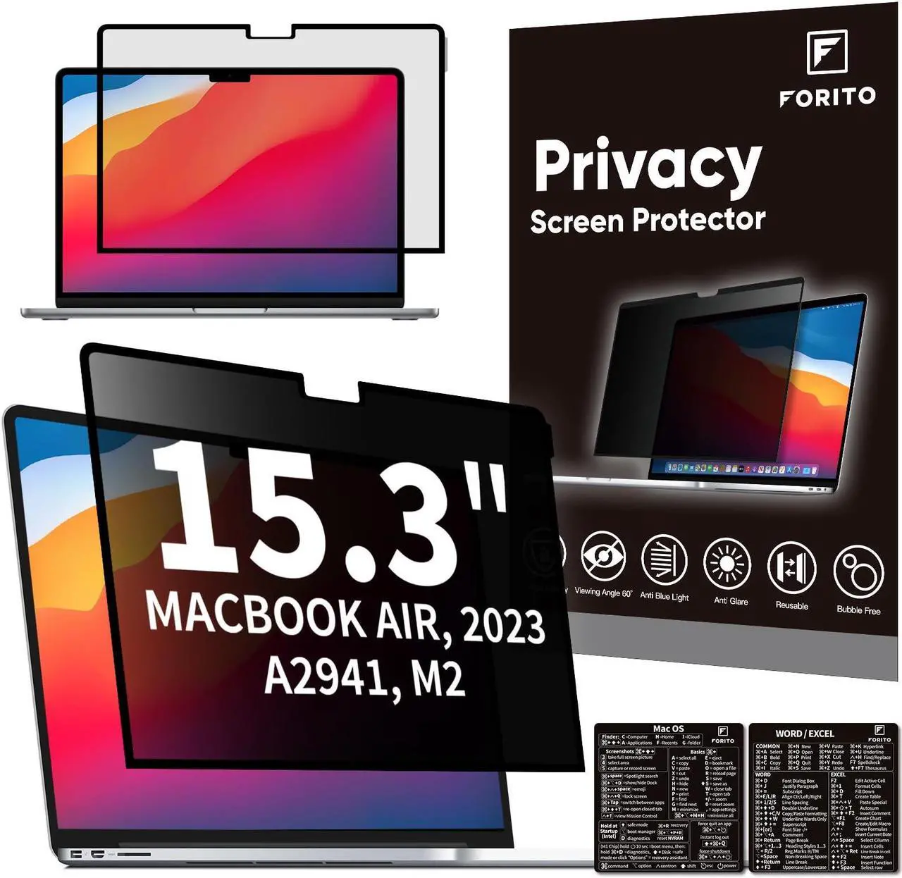 F FORITO Laptop Privacy Screen Protector Compatible with Apple MacBook ...