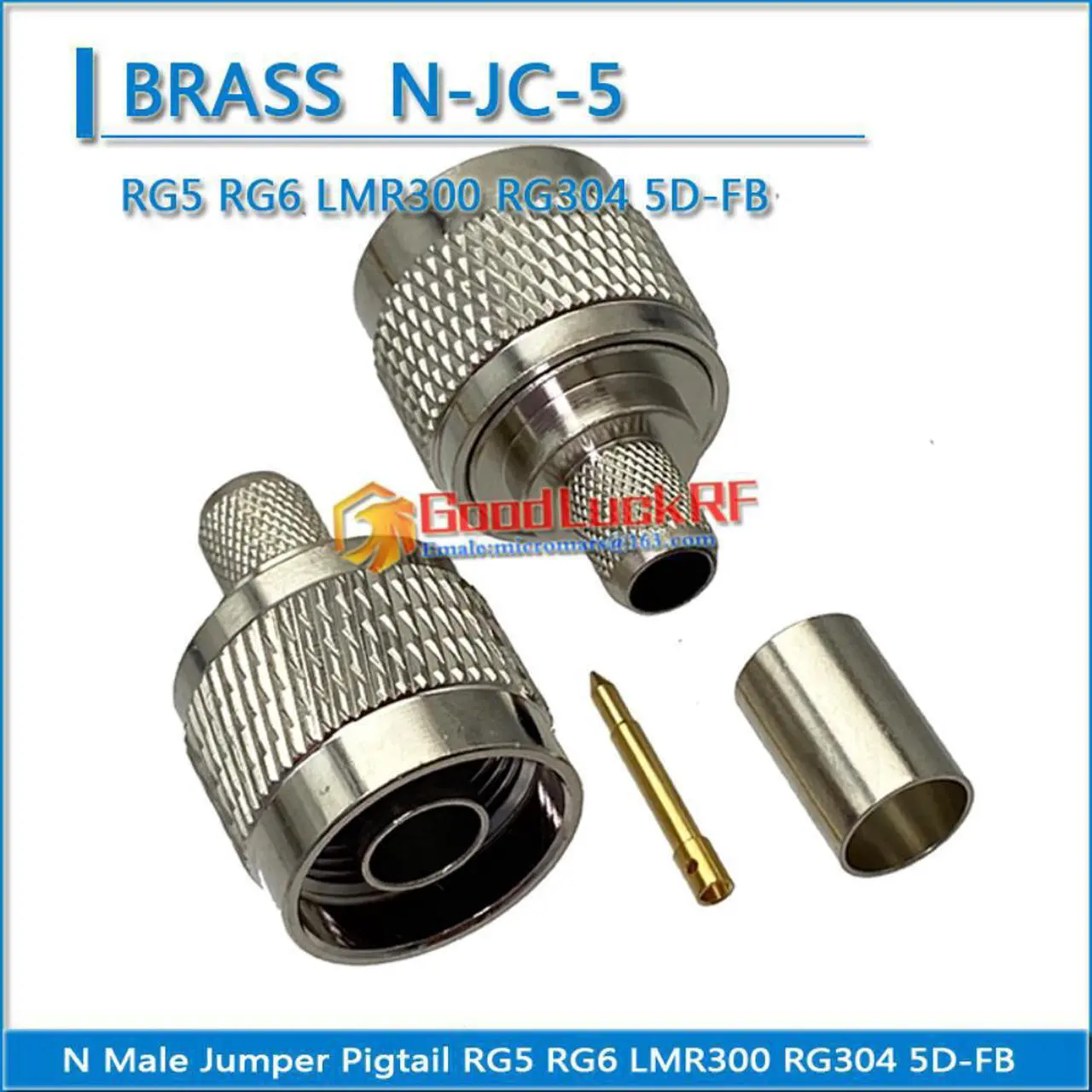 1X Pcs L16 N Male Crimp for RG5 RG6 LMR300 5DFB 5D-FB Cable Plug RF ...