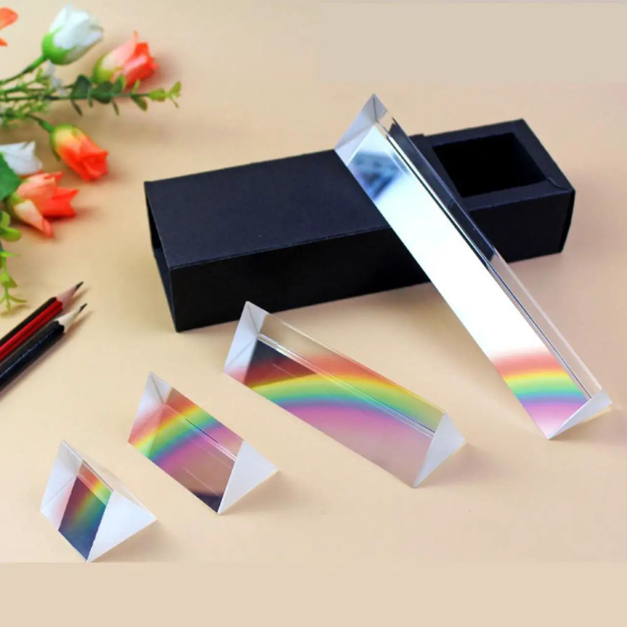 25*25*25*25mm Triangular Prism Rainbow Prisma Crystal Glass ...