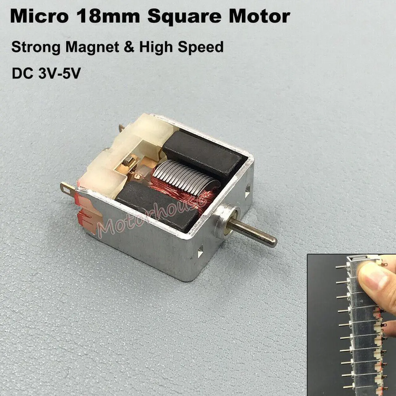 DC 3V-6V 5V 16000RPM High Speed Mini 020 Motor Thin Square 18mm Bare ...