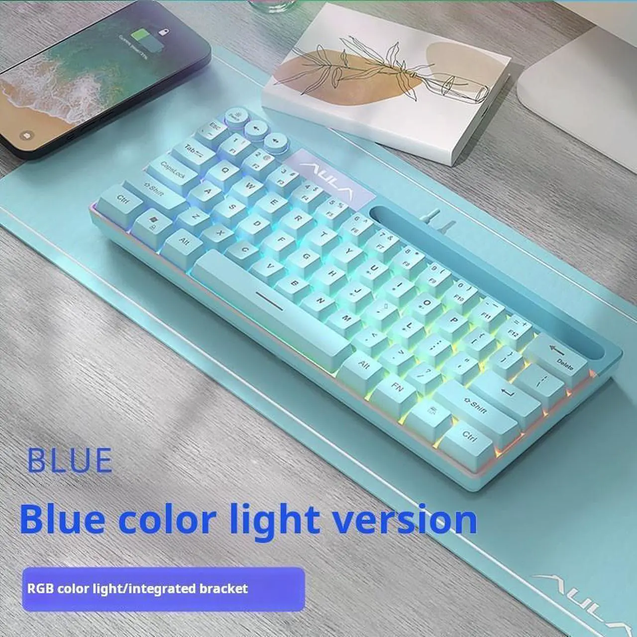 AULA F3061 61 key wired RGB gaming keyboard with integrated card slot ...