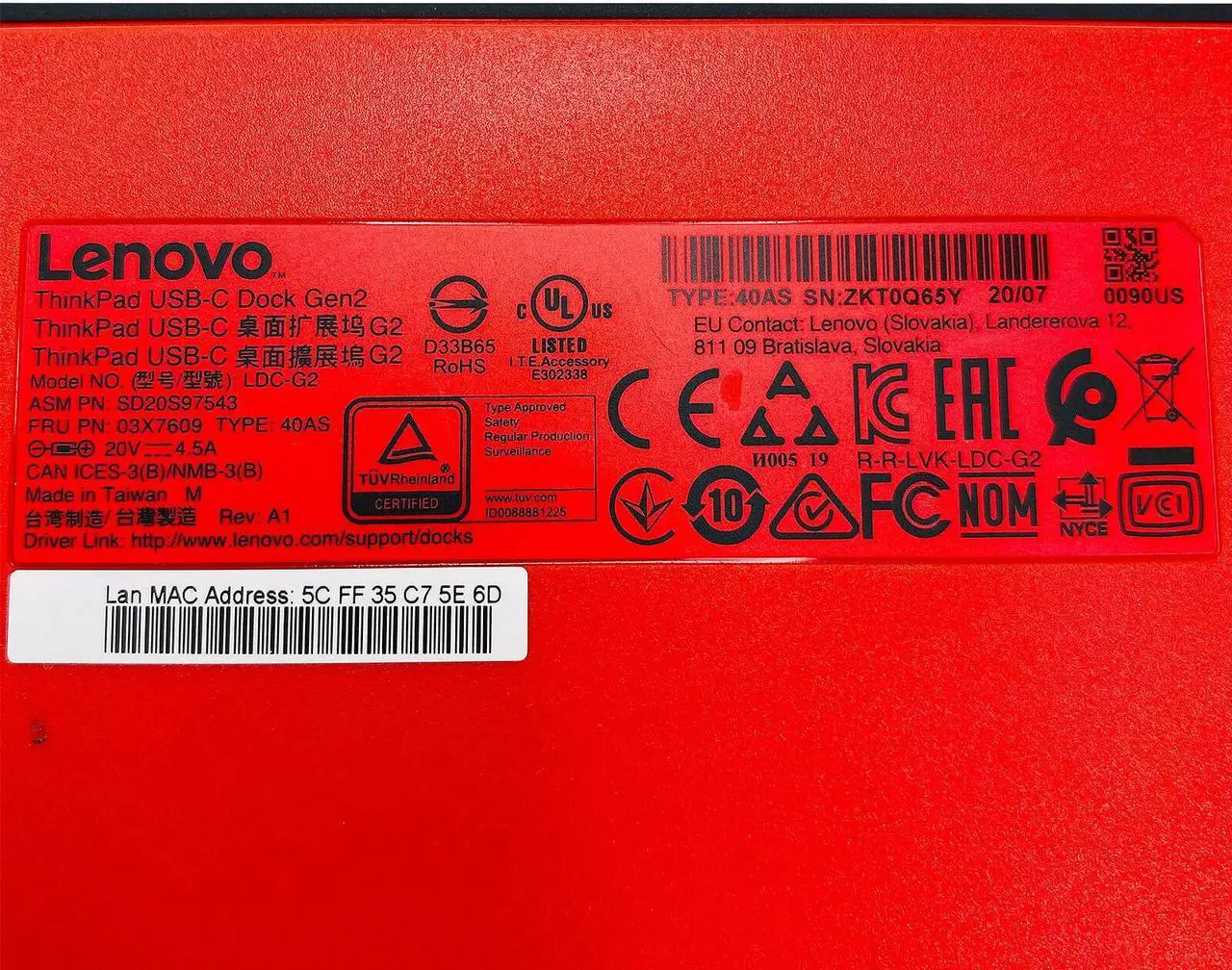 Refurbished: Genuine Lenovo ThinkPad USB-C Gen 2 Docking Station LDC-G2 ...