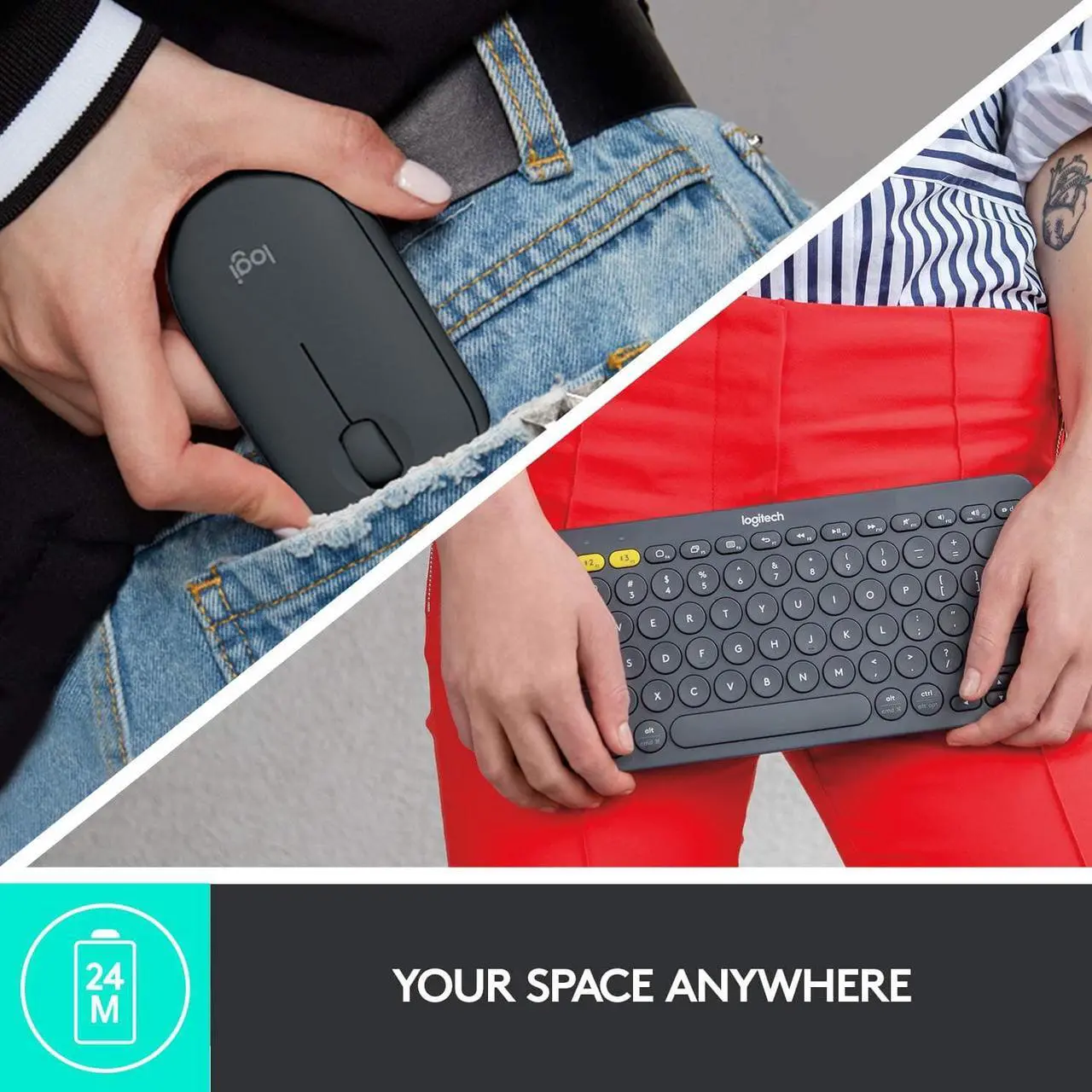 Logitech Wireless Bluetooth Keyboard and Mouse Combo - Slim Portable ...