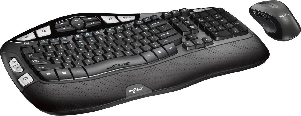 Logitech MK550 Wireless Wave Keyboard and Mouse Combo - Ergonomic Wave ...
