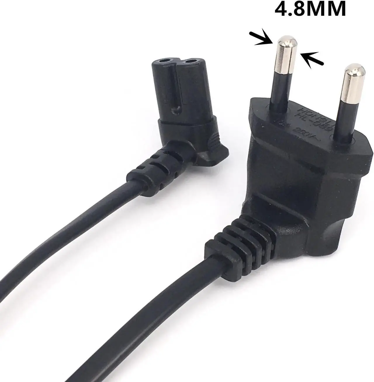 Eu Korea 2 Prong 4.8mm Pin Right Angled To IEC320 C7 Power Lead Cable ...