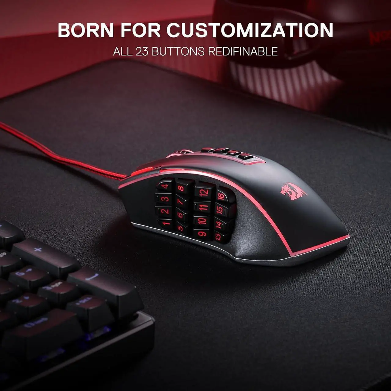 Redragon M990 MMO Gaming Mouse, 32000 DPI High Precision Wired RGB ...