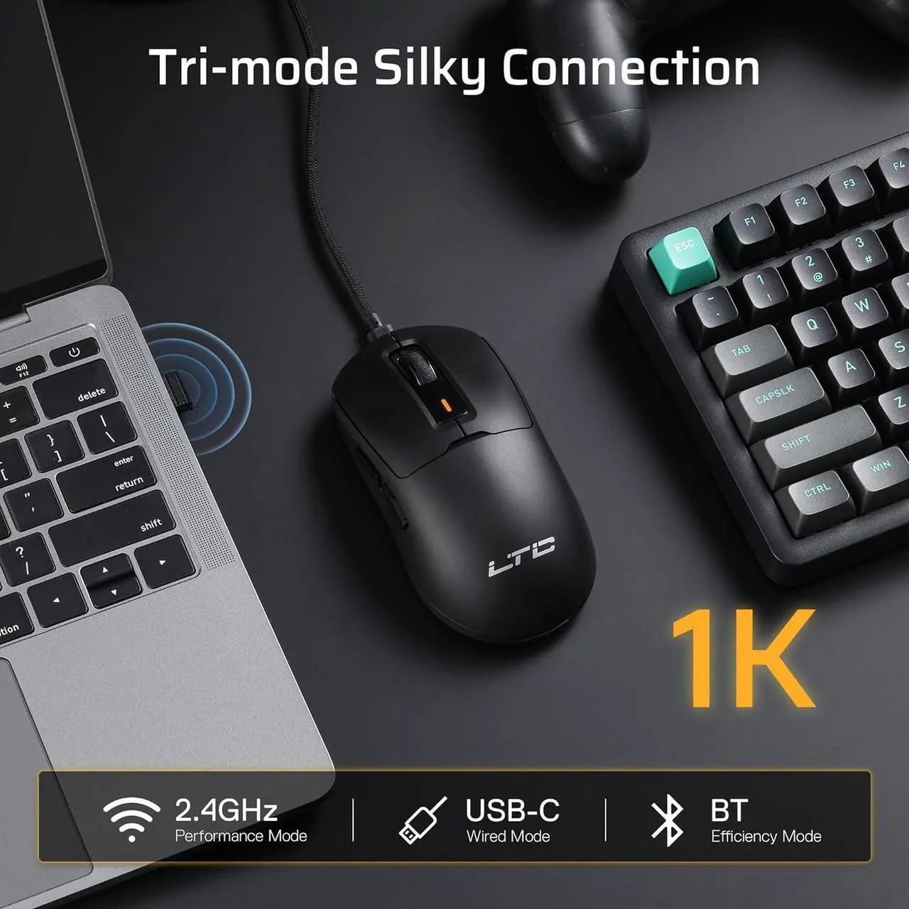 LTC GM024 Tri-Mode Wireless Gaming Mouse, 59g Ultra-Light Ergonomic ...