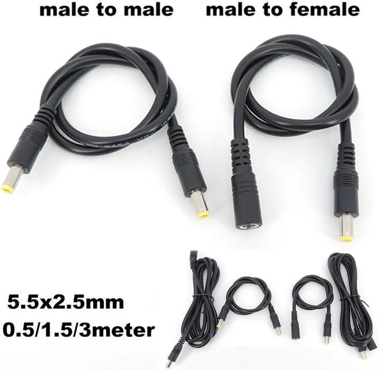 0.5/3/1.5m DC male to male female power supply connector Extension Cable 18awg wire Adapter 19v ...