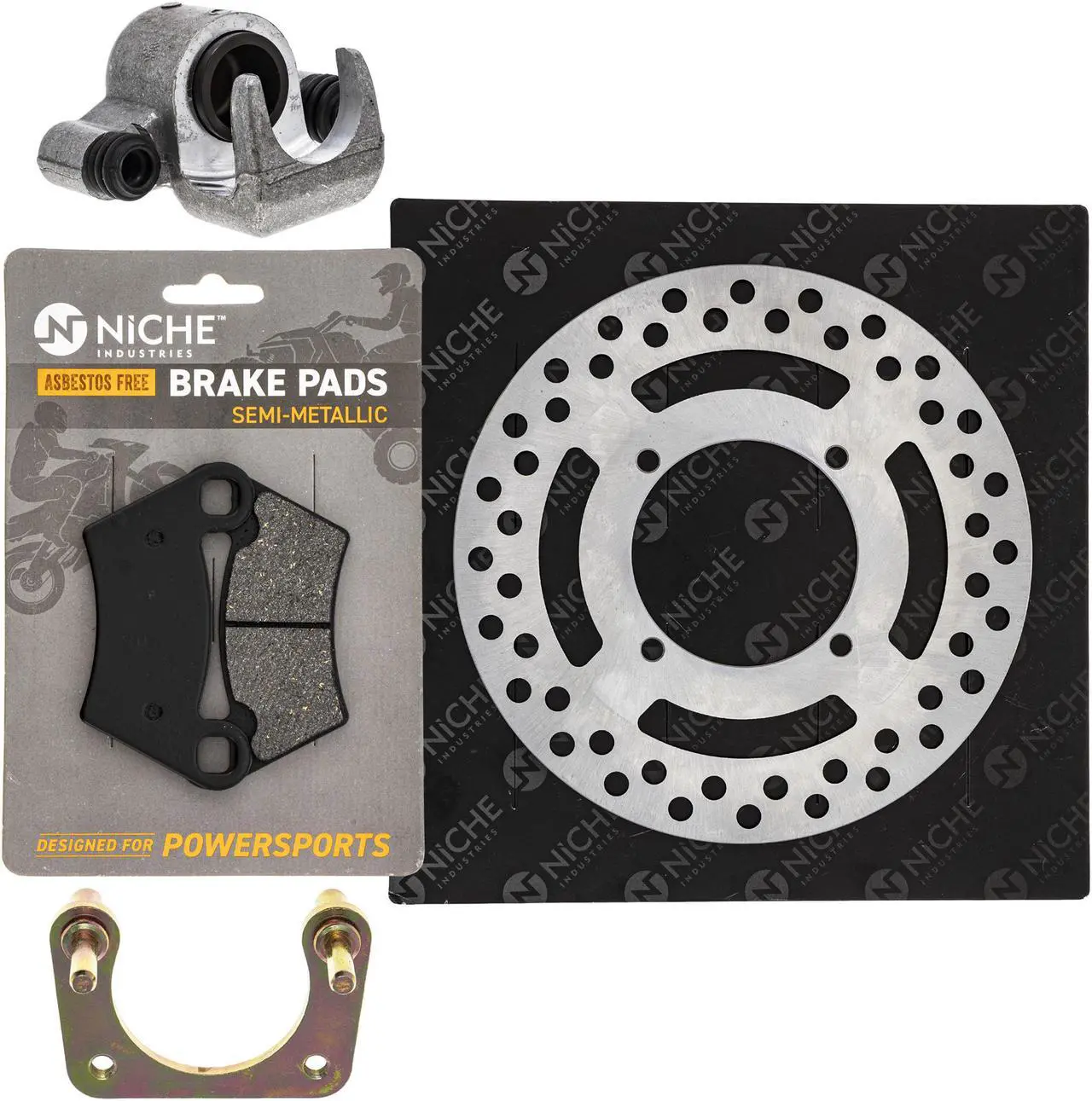 NICHE Rear Left Brake Rotor Caliper Pad Kit for Polaris Ranger 400 500 ...