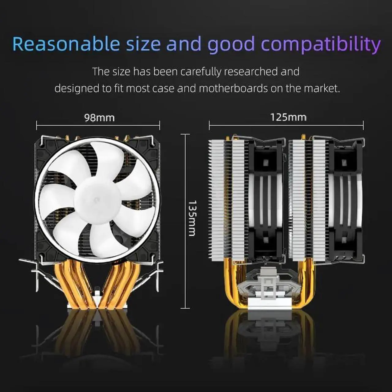 CZQEPMB CPU Air Cooler, Dual Tower CPU Cooler,Fluid Dynamic Bearings ...