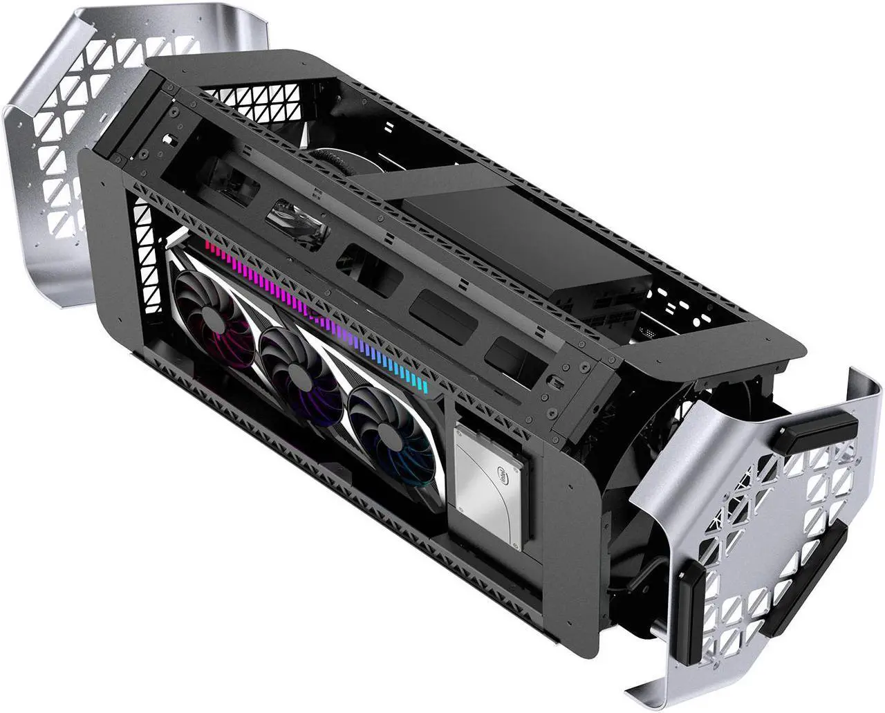 JONSPLUS BO102 Vertical Triangle Aluminum ITX Case, PCI-E 4.0 Rise ...