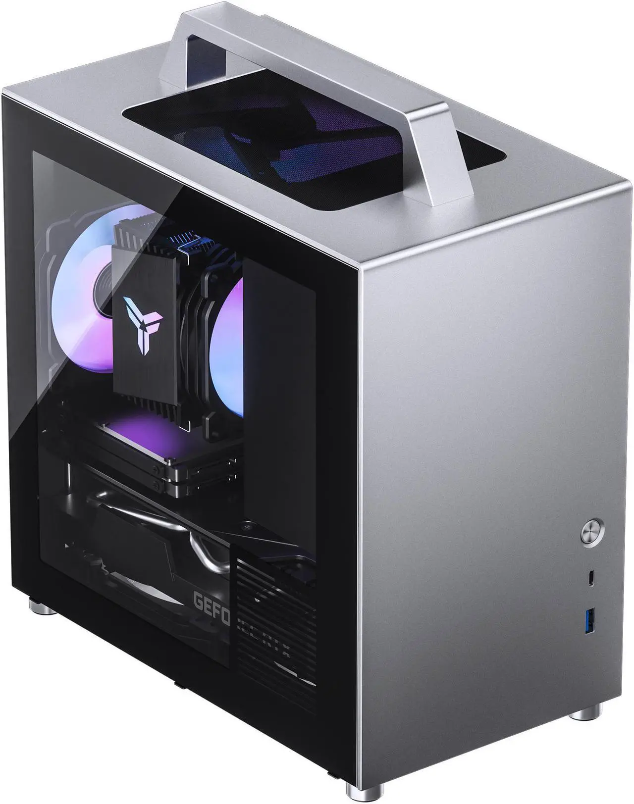 JONSBO T8 PLUS SILVER Mini- ITX Tower Computer Case, Portable Mini ITX ...