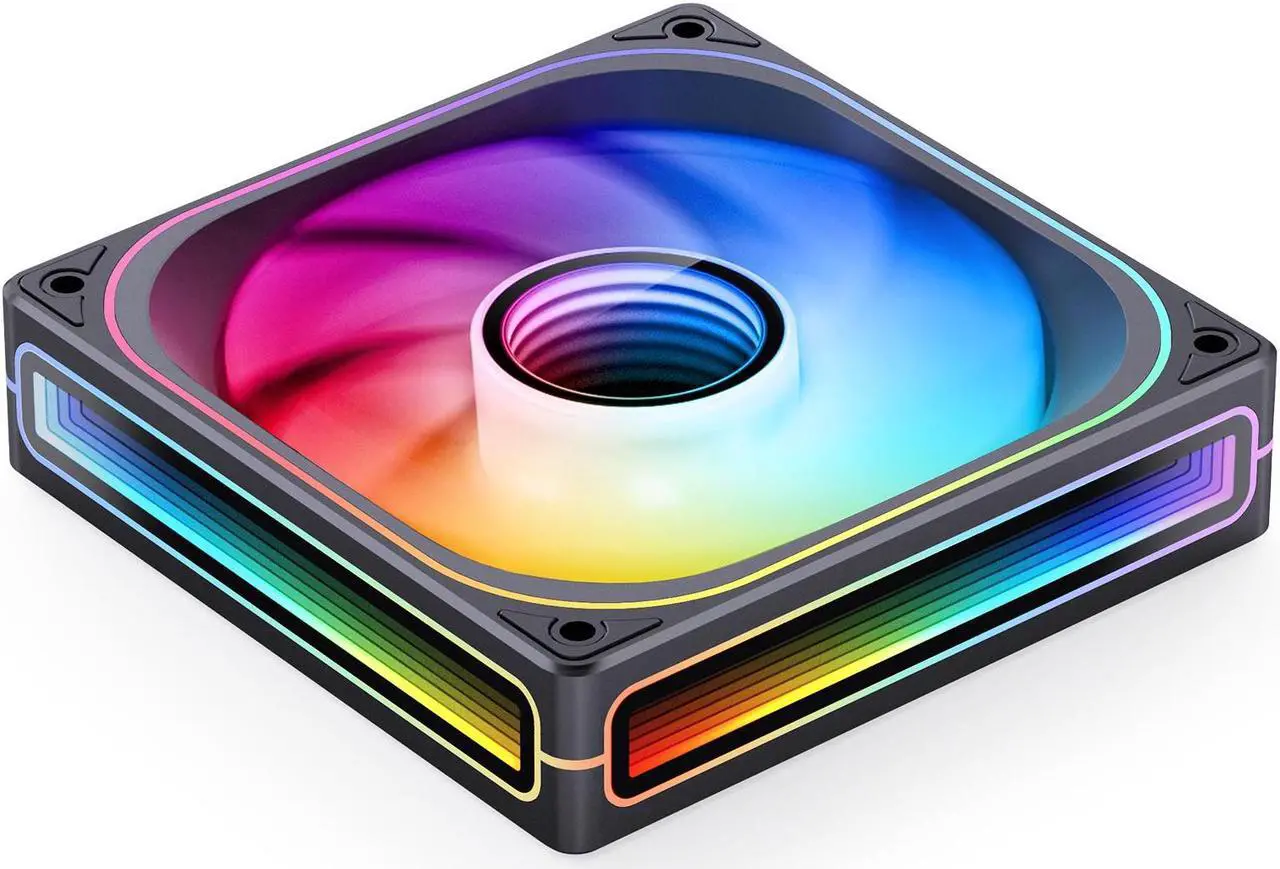 JONSBO ZB-120BR (Reversed) PC Case Fan, Silent Computer Fan with Axis & 4-Sides Infinity Mirror ...