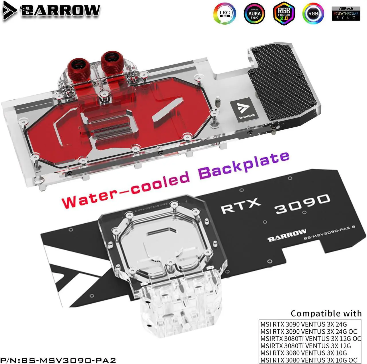 Barrow MSI 3080 3090 Water Block Backplane Block for MSI RTX3090 3080 ...