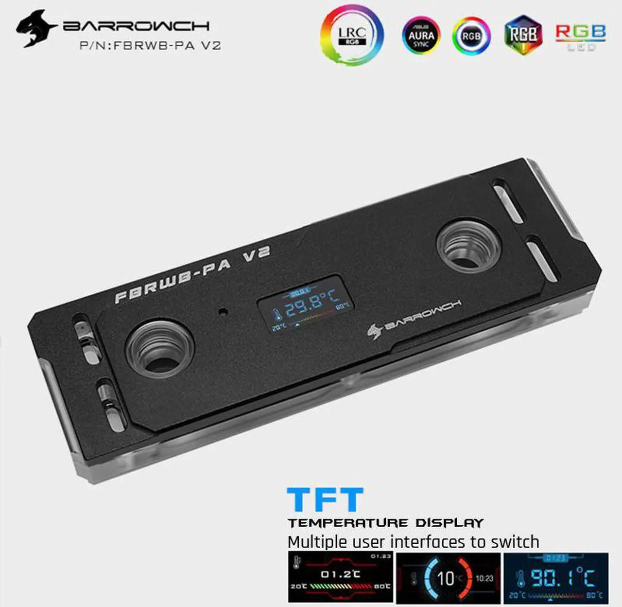 Barrowch FBRWB-PA-V2, RAM Water Blocks/Kits, LRC 2.0 (5v 3pin) Lighting ...