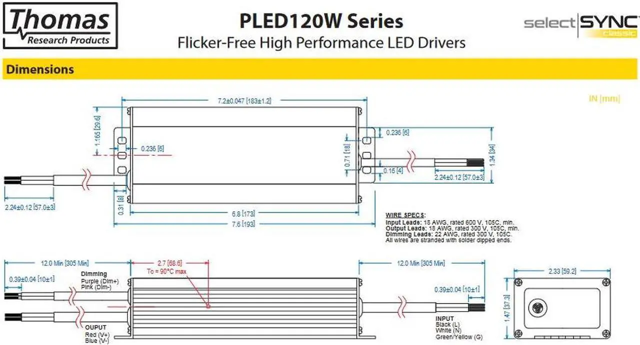 Hubbell Thomas Research Products PLED120W-057-C2100-D Flicker Free High ...