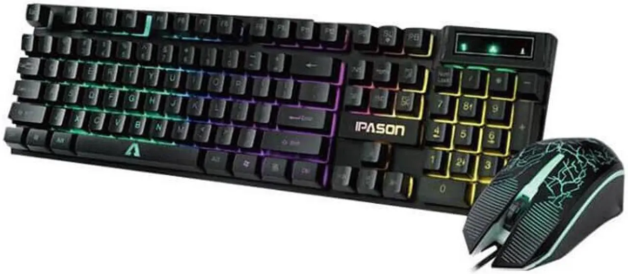 IPASON Gaming Keyboard and Mouse Combo Wired,Color Changing LED Backlit ...