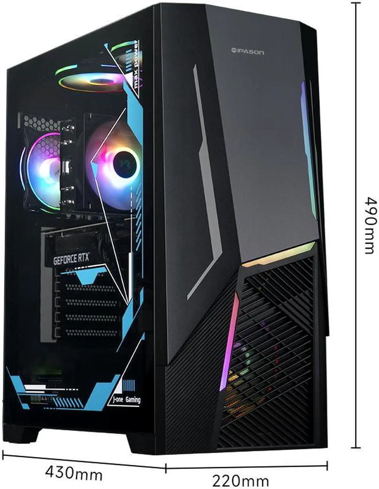 IPASON Gaming PC - Intel i7 12700F - GeForce RTX 3060 Ti - 16GB DDR4 ...