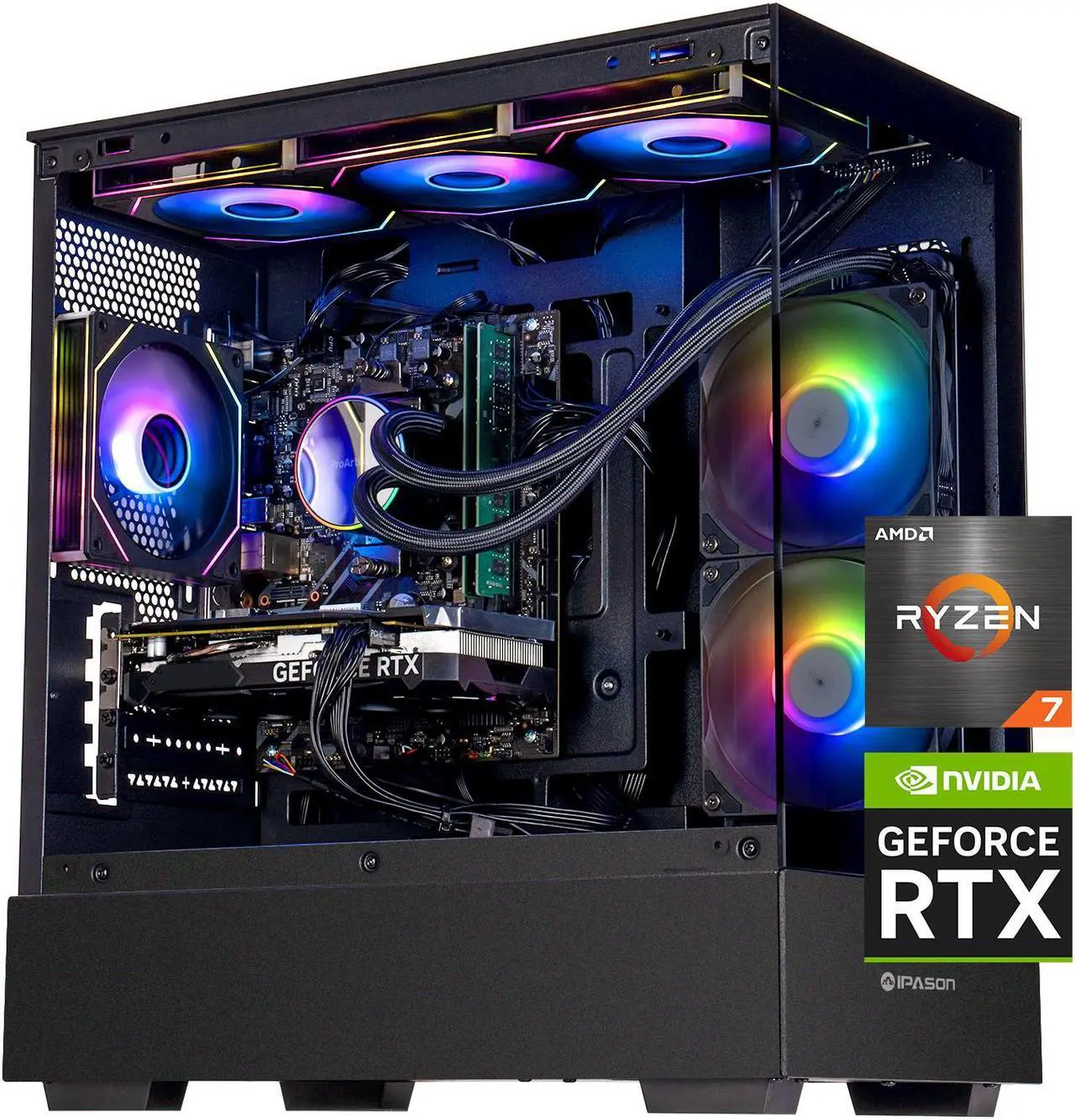 IPASON Gaming Desktop, Ryzen 7 5700X, NVIDIA RTX4060,32GB DDR4 RAM, 1TB ...