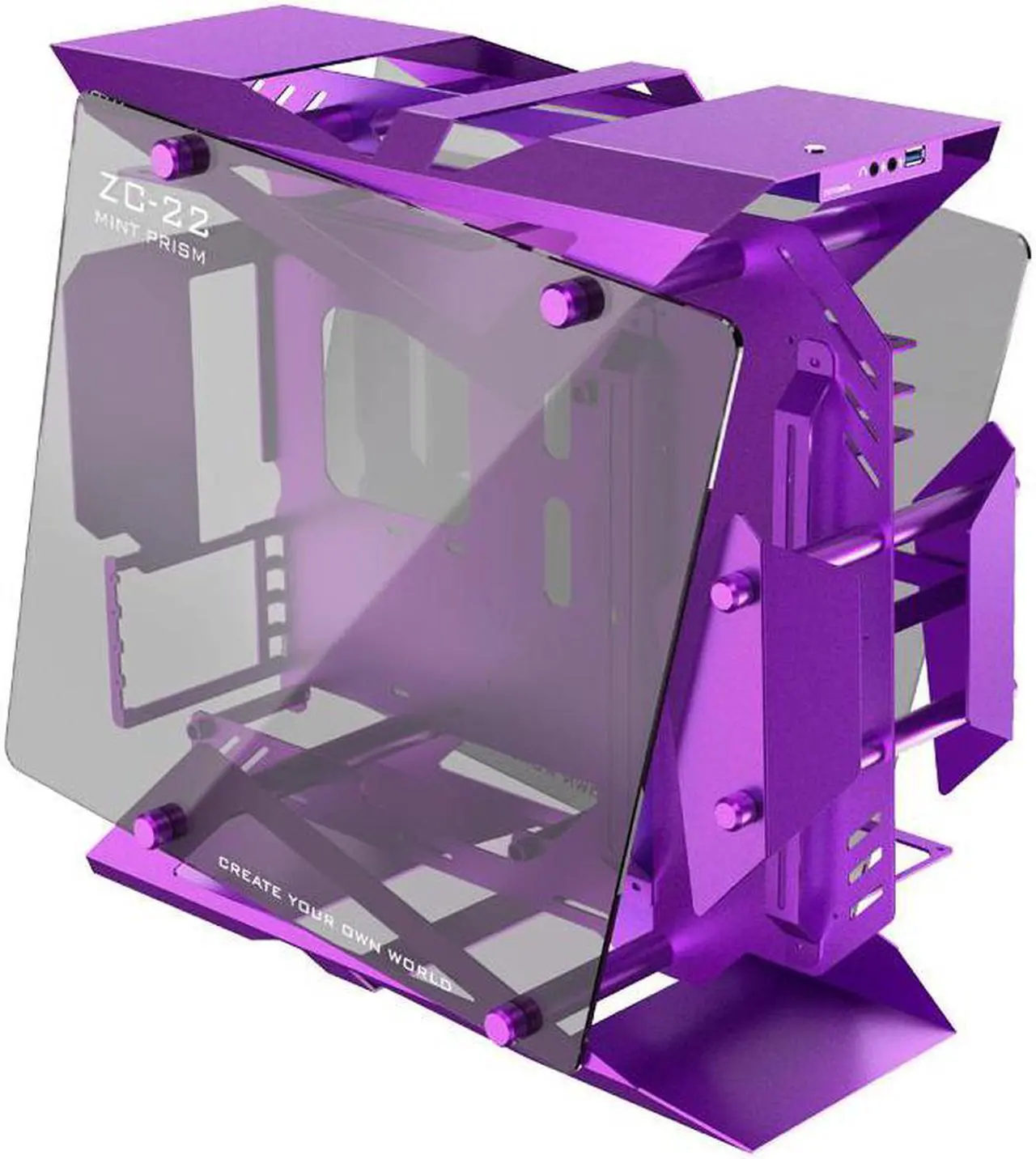 Zeaginal ZC-22 Purple ATX Tempered Glass Mini Computer Case Support ...