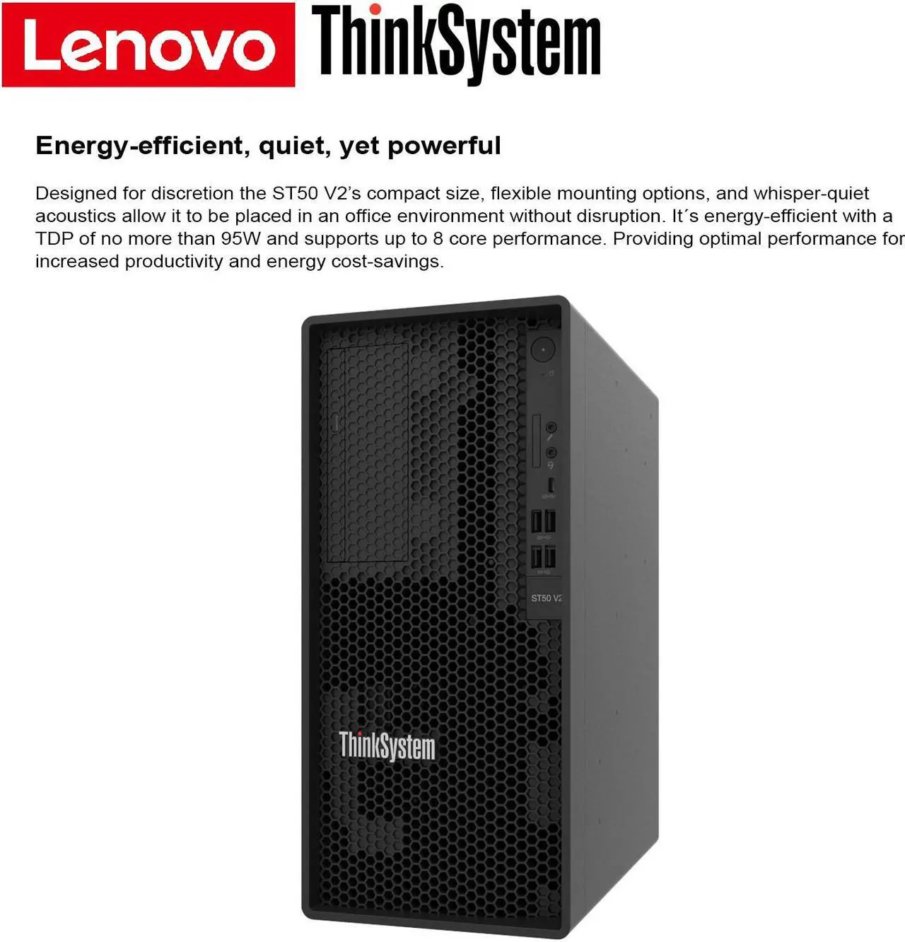 Lenovo ThinkSystem ST50 Business Server Tower, Intel Xeon E-2356G 6 ...