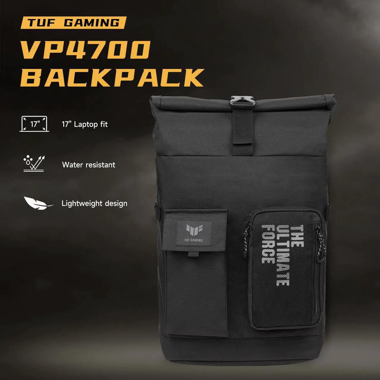 ASUS TUF Gaming VP4700 Backpack,up to 17 inch laptop, with top folded ...