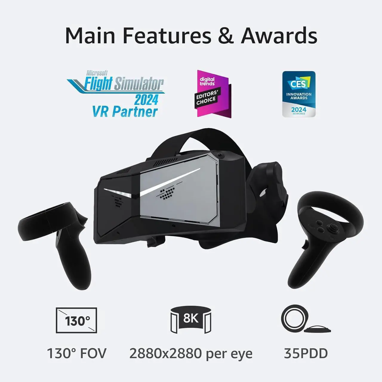PIMAX Crystal Light Prime PC VR Headset with Controllers - 8K QLED with Local-Dimming, Up To ...