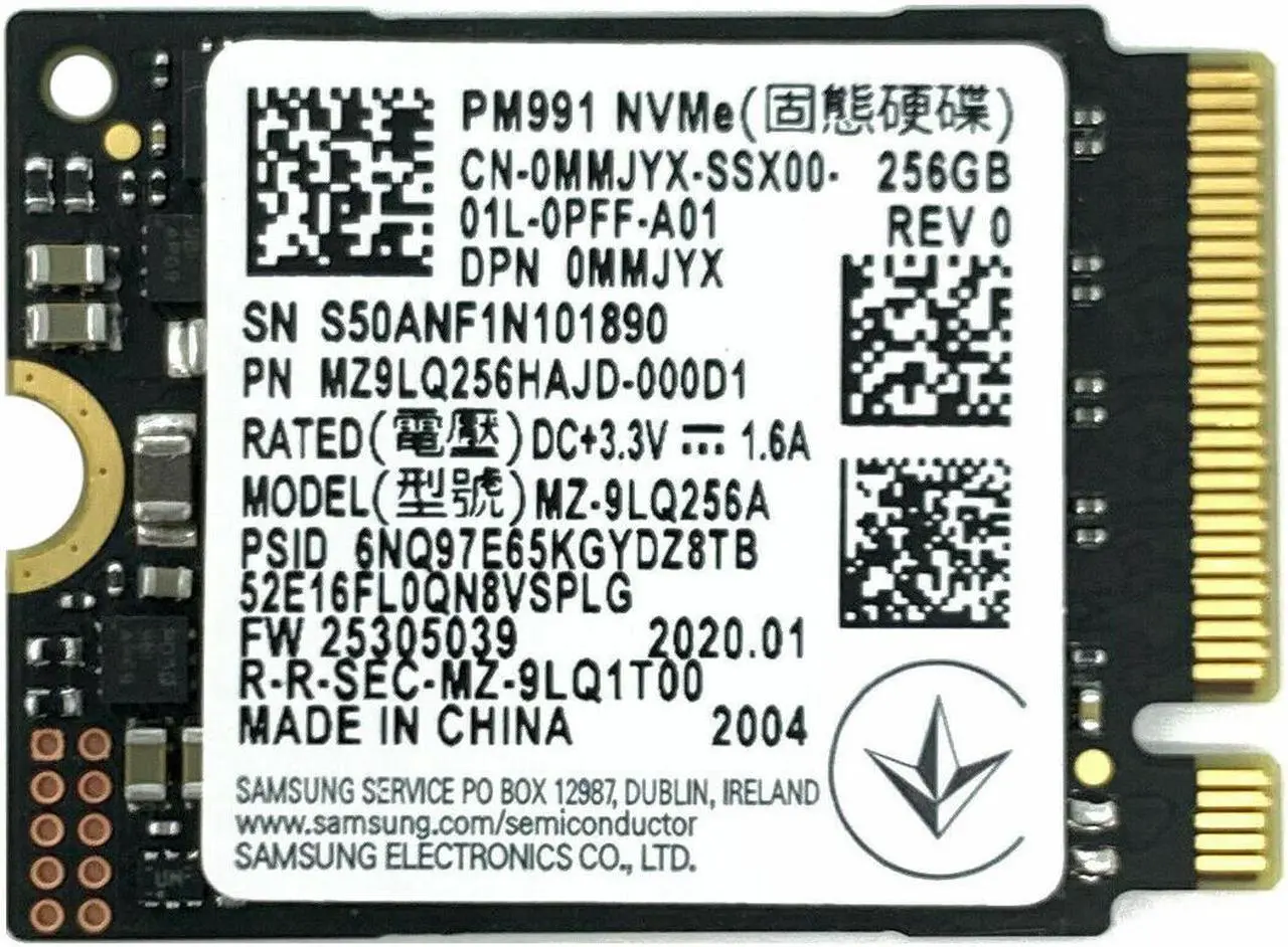Samsung PM991 Internal SSD, 256GB PCIe Gen3 x4 NVMe Solid State Drive ...