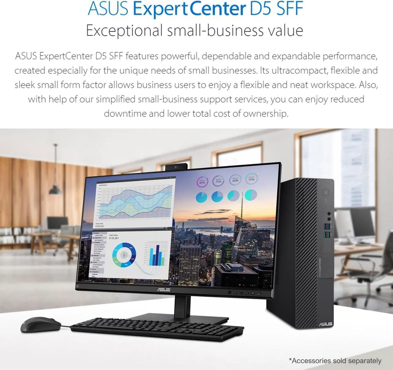 ASUS ExpertCenter D5 Business SFF Desktop, Intel Core i5-12400, Intel ...