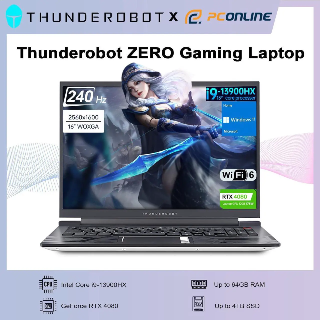 Thunderobot ZERO (2024) Gaming Laptop, 16" QHD+ 240hz Display, Intel Core i9-13900HX, NVIDIA ...