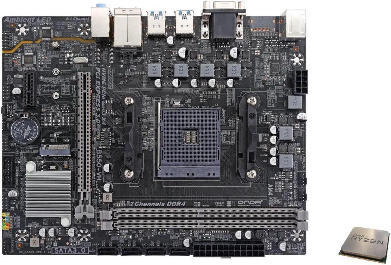 Hoengager B550 M-ATX AMD Motherboard + AMD Ryzen 5 5600G CPU Combo ...