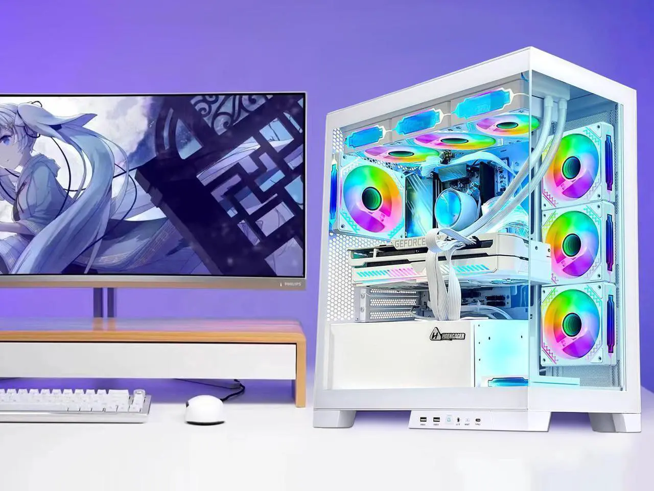 Hoengager Ocean Park Gaming PC- AMD Ryzen 5 5600X 3.7 GHz- GeForce RTX ...