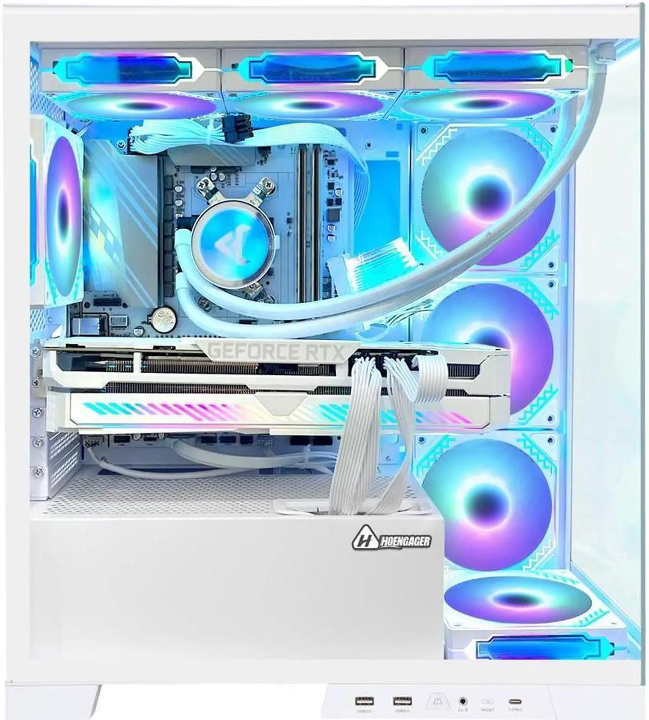 Hoengager Ocean Park Gaming PC Desktop-RTX 4070 12G,AMD Ryzen 7 5700X 3 ...