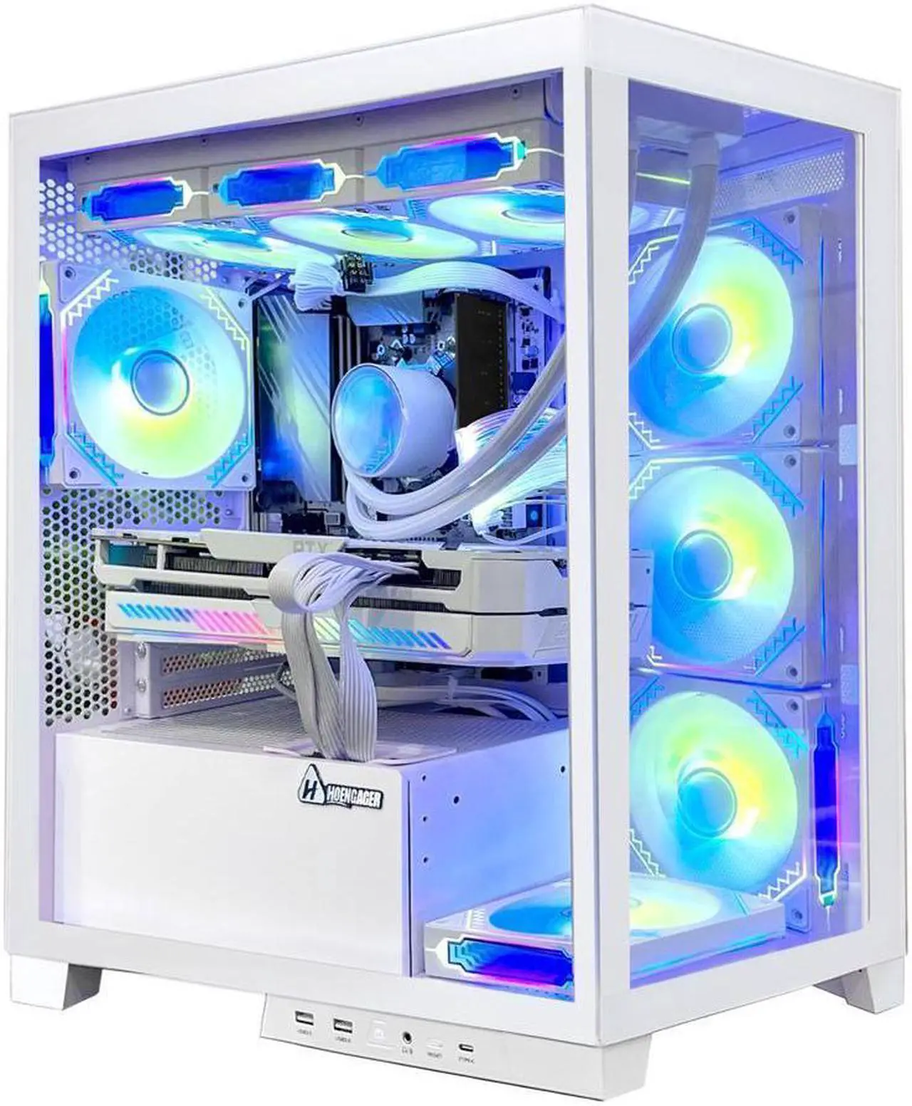Hoengager Ocean Park Gaming PC Desktop-RTX 4070 12G,AMD Ryzen 7 5700X 3 ...