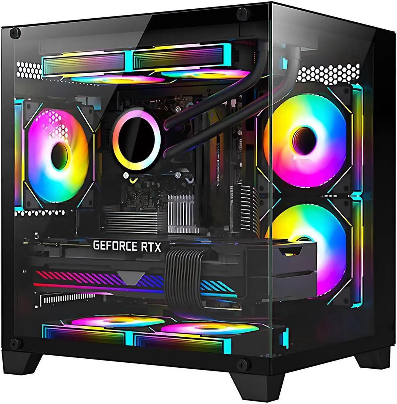Hoengager Gaming PC -AMD Ryzen 7 5700X 3.4 GHz-RTX 4060 8GB-32GB DDR4 RAM-1TB M.2 SSD-240 Liquid ...