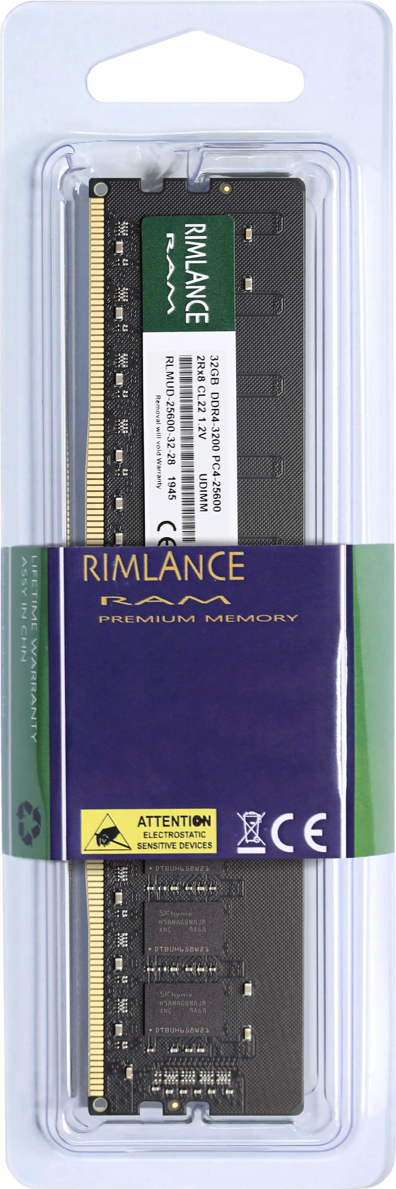 32GB Single DDR4 3200 MT/s CL22 UDIMM 288-Pin 2Rx8 Memory By RIMLANCE ...