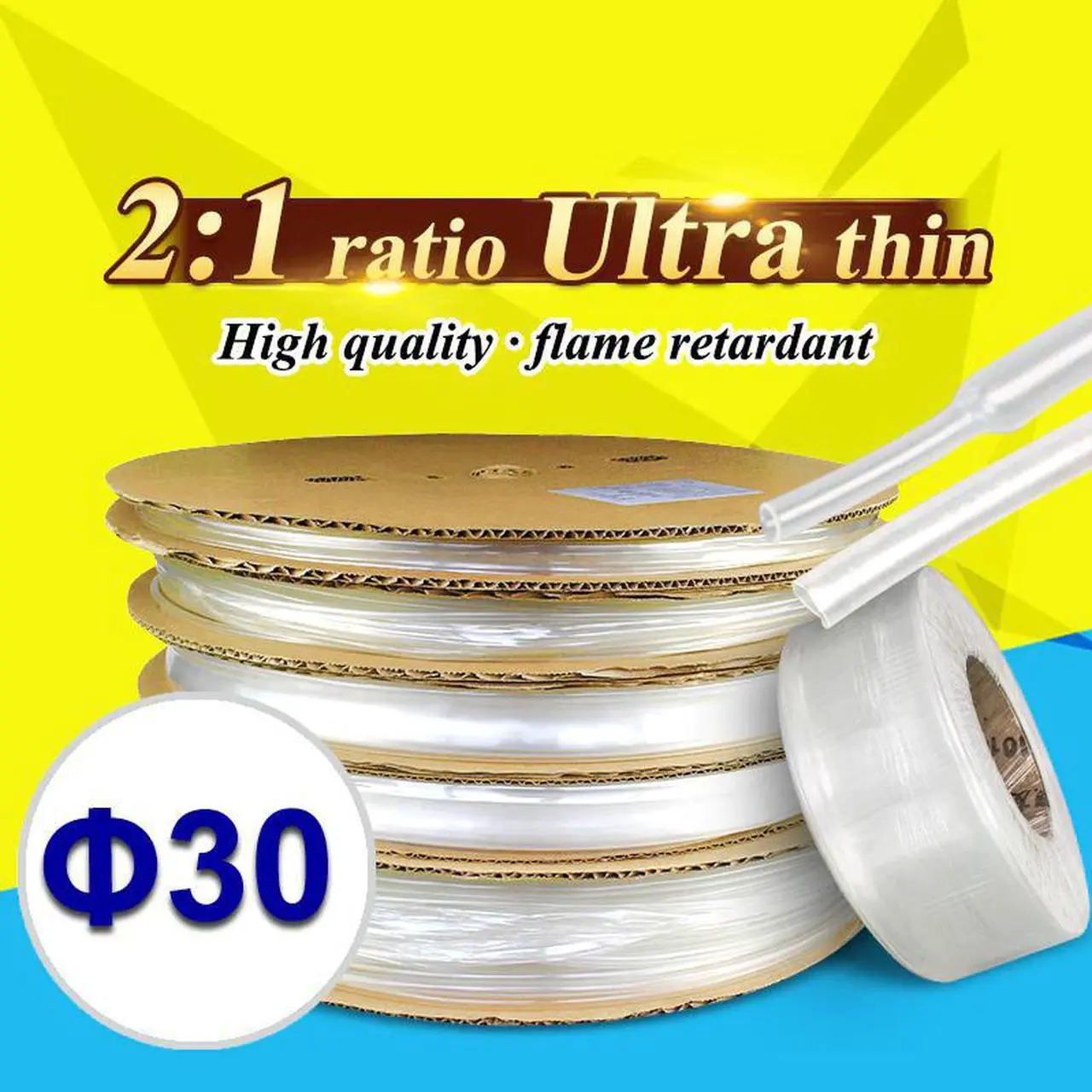 1meter/lot 30mm Transparent Clear Heat Shrink Tube Ultra Thin Tubing ...