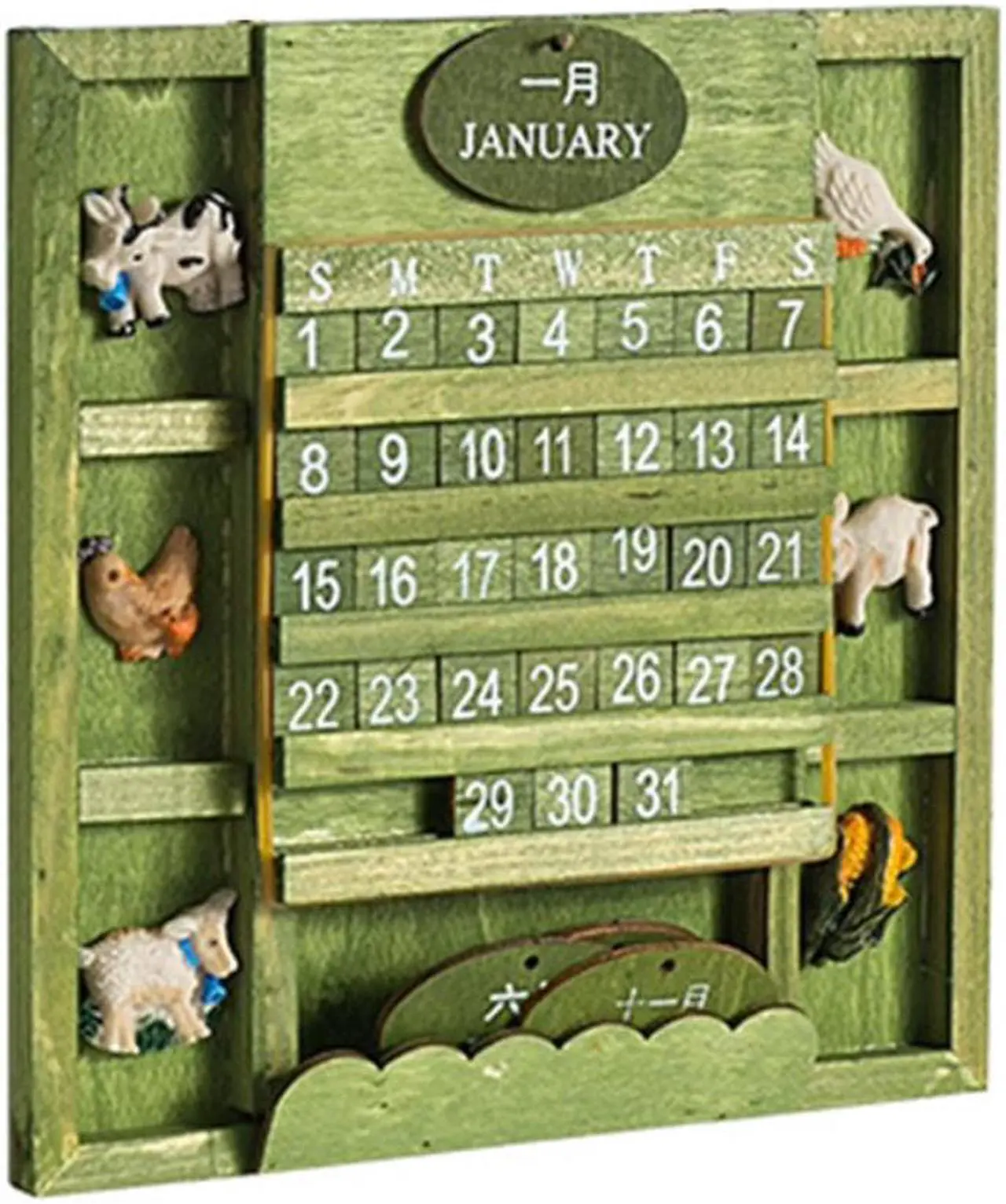 Decorative Wall Hanging Calendar Wooden Easy to Assemble Wall Mount Art ...