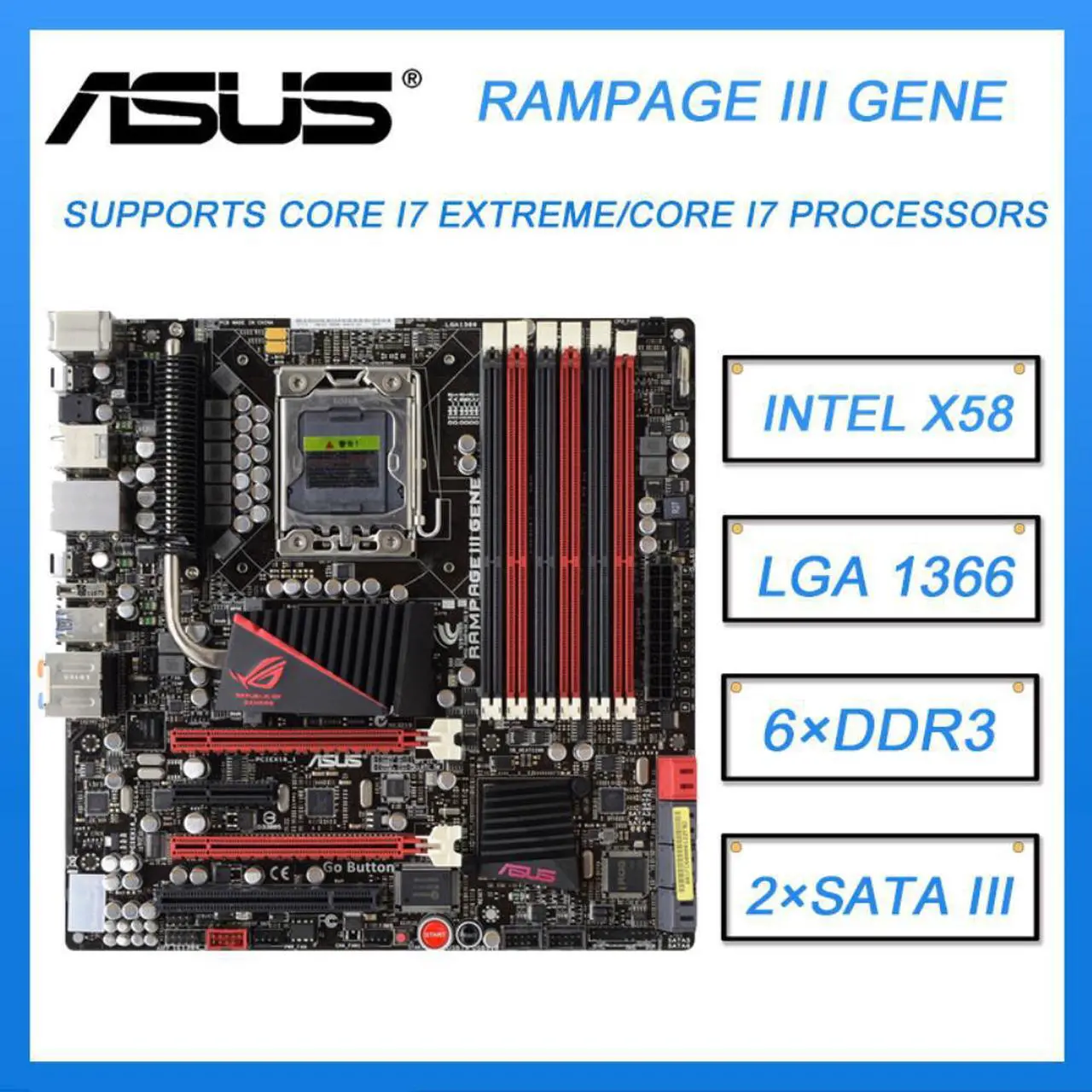 Motherboard LGA 1366 ASUS Rampage III GENE LGA 1366 Motherboard DDR3 ...