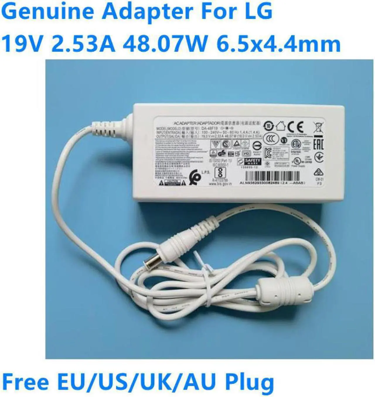 19V 2.53A 48.07W DA-48F19 MS-Z2530R190-048M0-E EAY65897802 AC Adapter ...