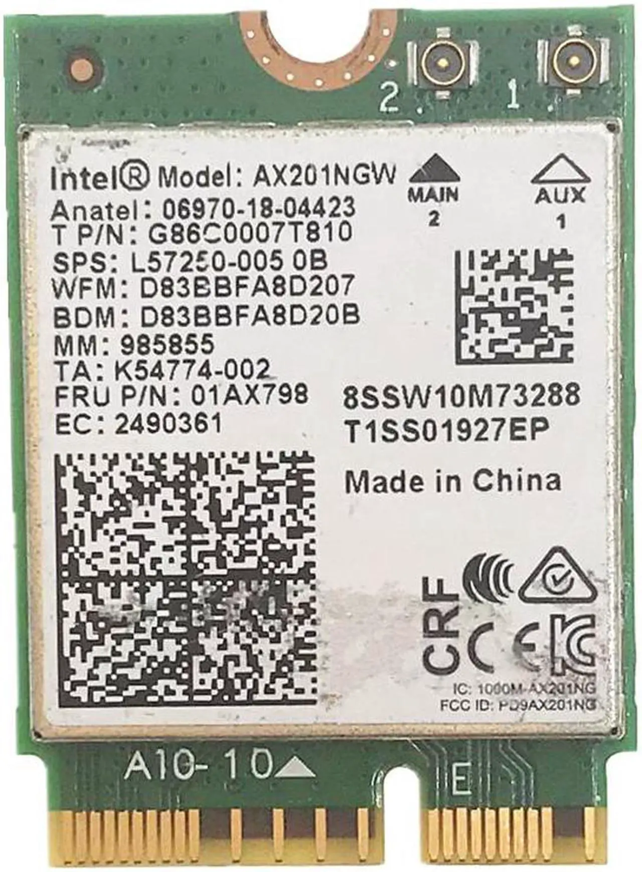 Wi-Fi 6 Intel AX201 M.2 CNVi2 Wifi Card Dual Band 3000Mbps Wireless Fit ...