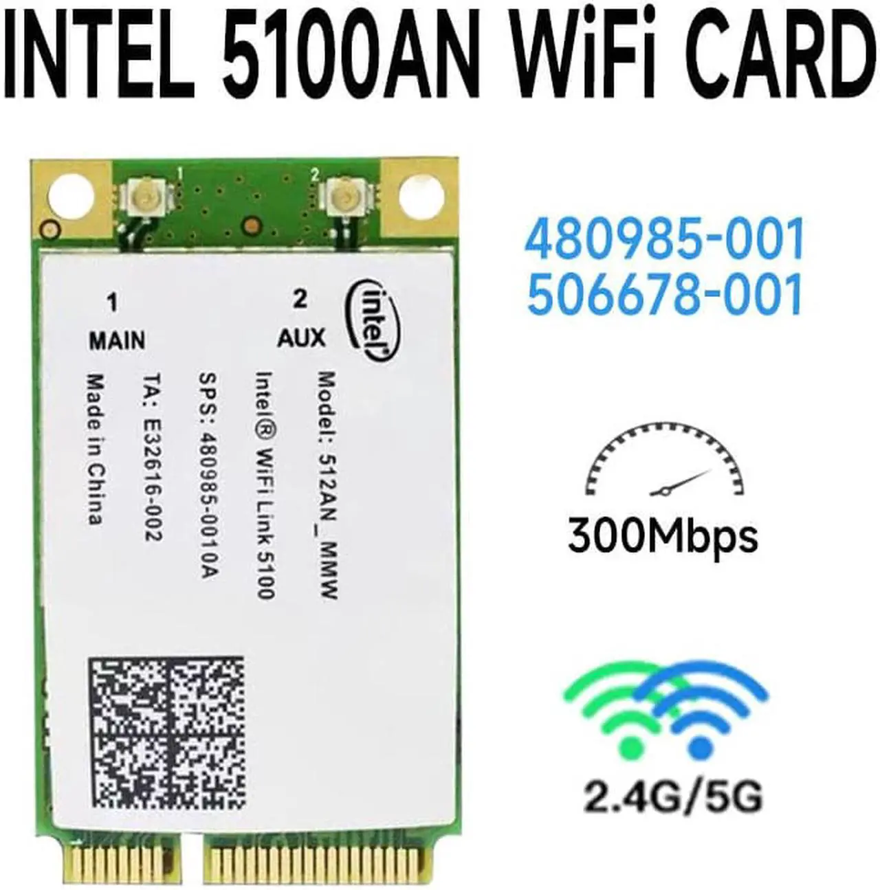 For HP Intel 512AN_MMW 5100 AGN 300Mbps Wireless WiFi Link Mini PCI-E card 802.11a/b/g/n 2.4Ghz ...