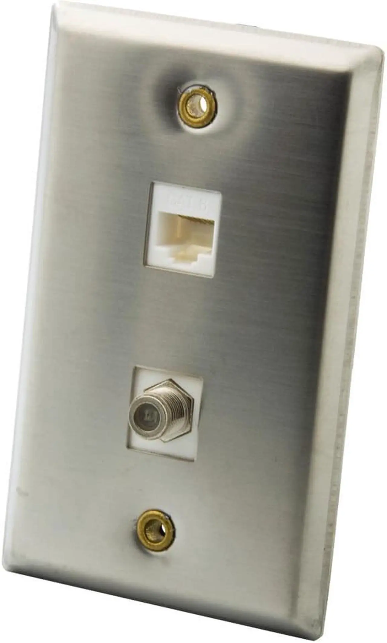 1 Gang Stainless Steel 1 Port CAT6 RJ45 1 Port Coaxial F RG6 Female To ...